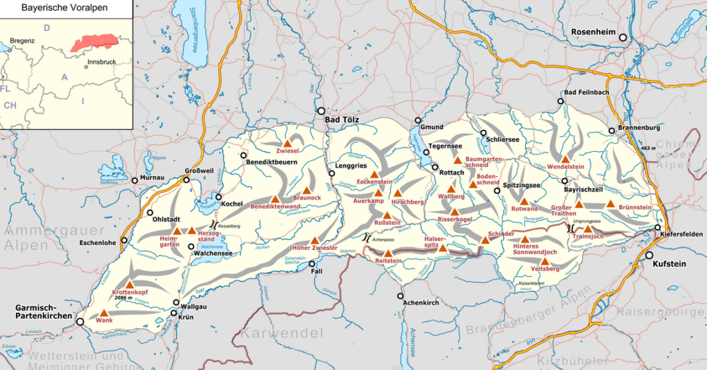 Isar-Gebiet (Deutschland), Abgrenzung und Flusssystem – Die Alpen