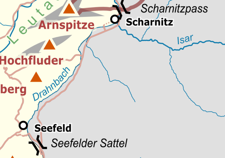 Flussverlauf der Isar und der Donau bis zur Inneinmündung – Die Alpen